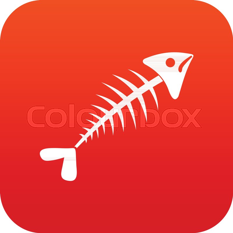 Fish bone icon digital red for any ... | Stock vector | Colourbox