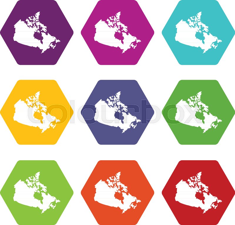 Canada map icon set many color ... | Stock vector | Colourbox