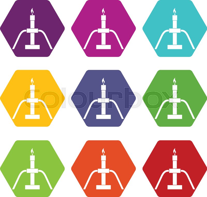 Gas flaring icon set many color ... | Stock vector | Colourbox