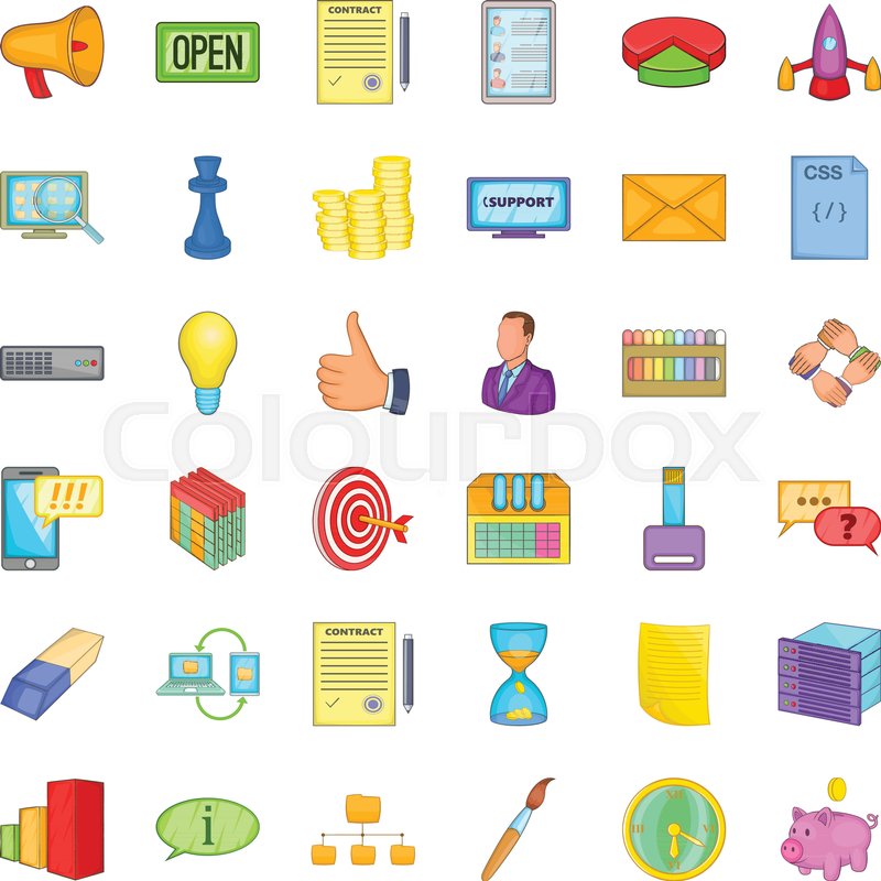 Realisation icons set. Cartoon set of ... | Stock vector | Colourbox