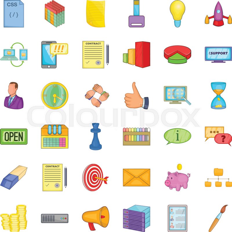 Sell the thing icons set. Cartoon set ... | Stock vector | Colourbox