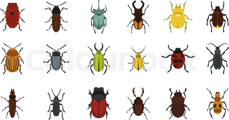 Bugs Icon Set Flat Set Of Bugs Vector Stock Vector Colourbox