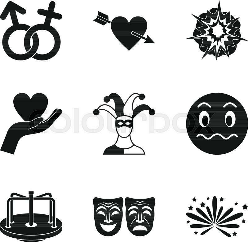 Emo icons set. Simple set of 9 emo ... | Stock vector | Colourbox