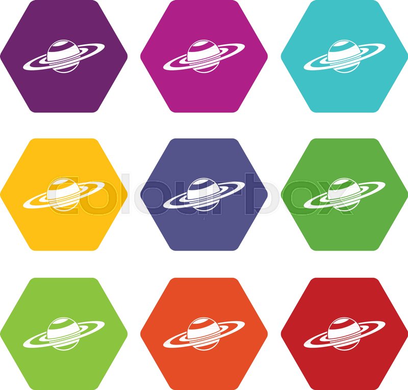 Saturn rings icon set many color ... | Stock vector | Colourbox