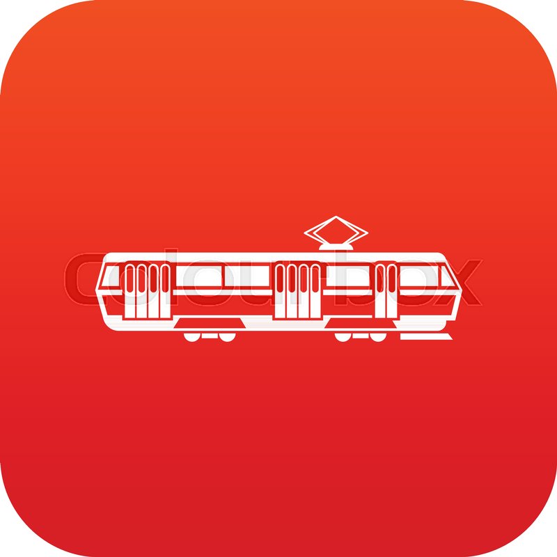 Tram icon digital red for any design ... | Stock vector | Colourbox