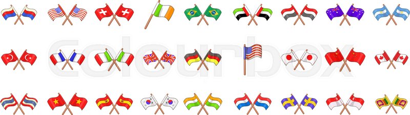 Country flag icon set. Cartoon set of ... | Stock vector | Colourbox