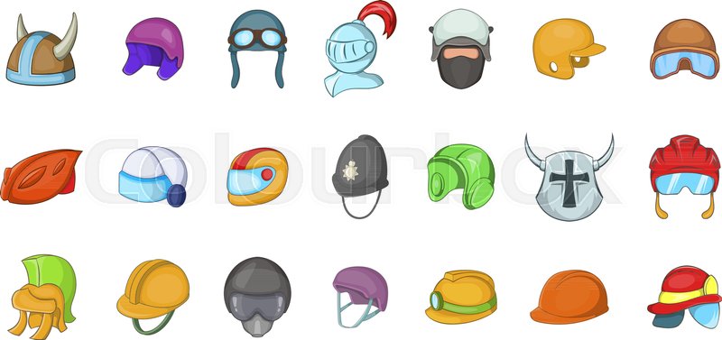 Helmet icon set. Cartoon set of helmet ... | Stock vector | Colourbox