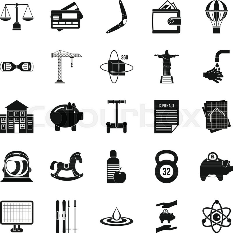 Timber icons set. Simple set of 25 ... | Stock Vector | Colourbox