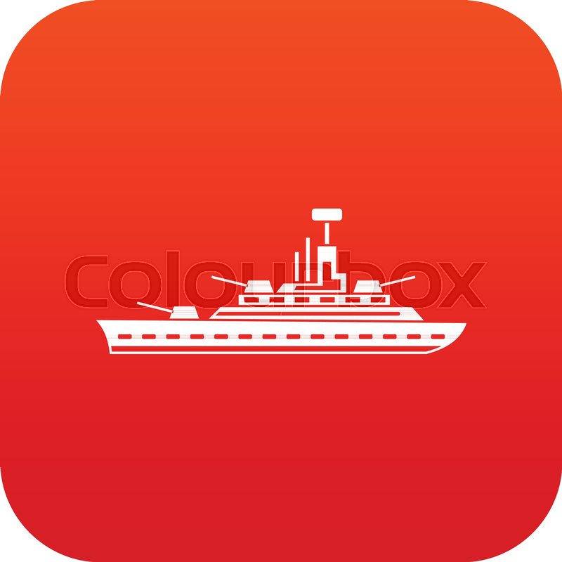 Military warship icon digital red for ... | Stock vector | Colourbox