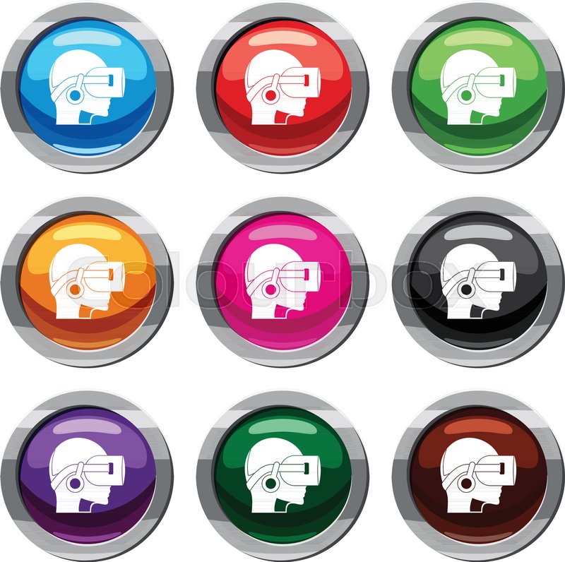 Vr headset set icon isolated on white. ... | Stock vector | Colourbox