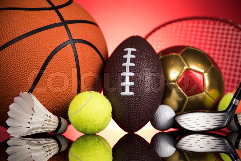 Sports balls with equipment | Stock image | Colourbox