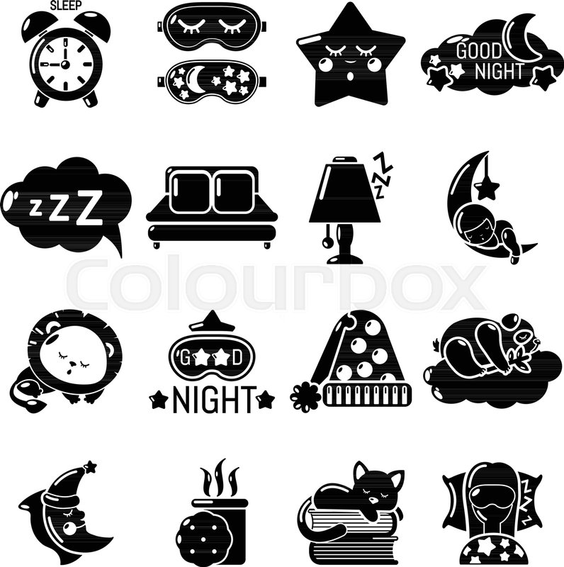 Sleeping icons set. Simple ... | Stock vector | Colourbox