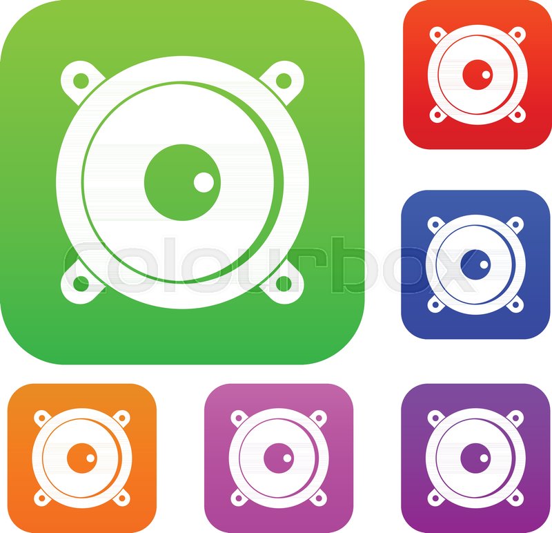 Audio speaker set icon color in flat ... | Stock vector | Colourbox