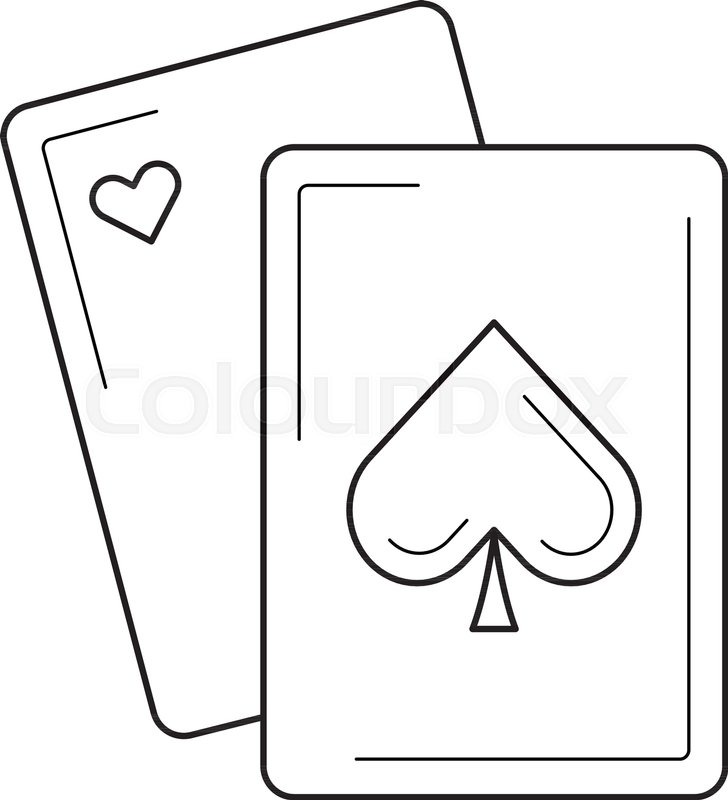 Playing cards vector line icon ... | Stock vector | Colourbox