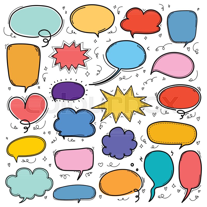Hand Drawn Bubbles Set. Doodle Style ... | Stock vector | Colourbox