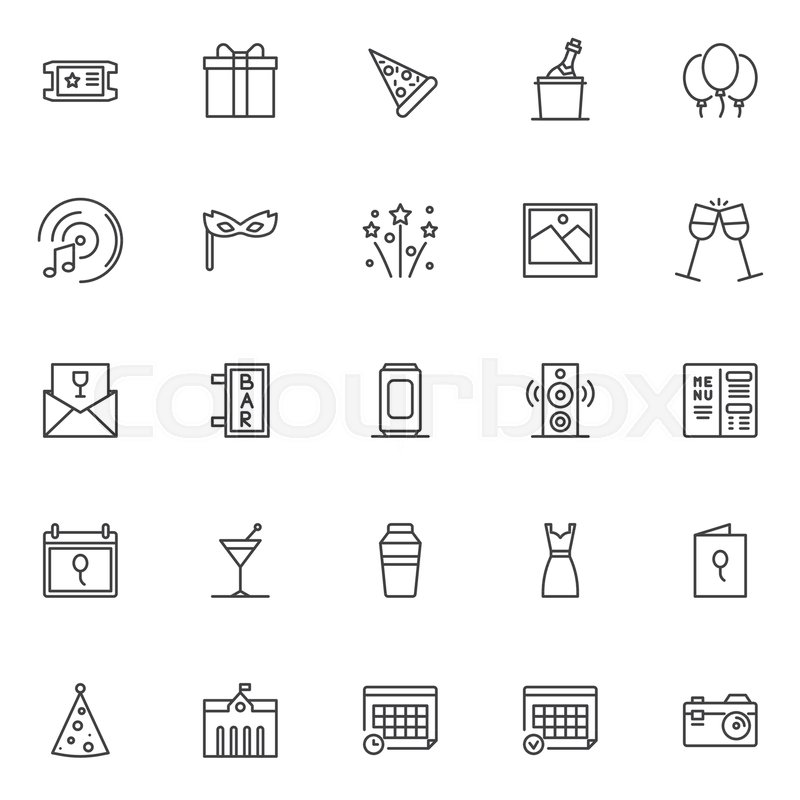Event Outline Icons Set Linear Style Stock Vector Colourbox event-outline-icons-set-linear-style-stock-vector-colourbox