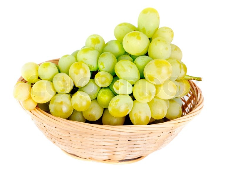 Fresh grapes in Fruit Basket isolated ... | Stock image | Colourbox
