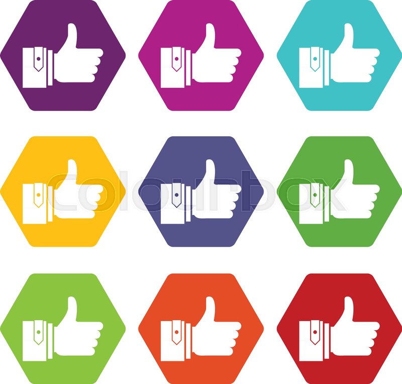 Thumbs up icon set many color ... | Stock vector | Colourbox