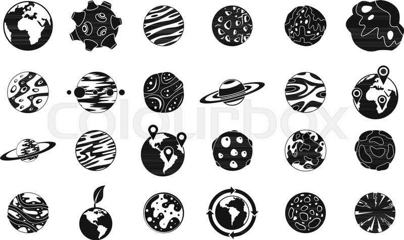 Universe planet icon set. Simple set ... | Stock vector | Colourbox