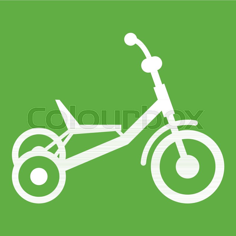 Tricycle icon white isolated on green ... | Stock vector | Colourbox