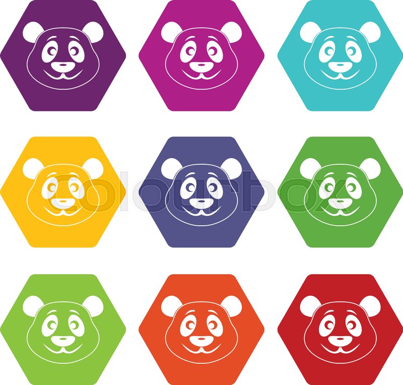 Panda icon set many color hexahedron ... | Stock vector | Colourbox