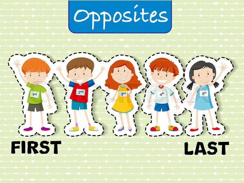 Opposite words for first and last ... | Stock vector | Colourbox