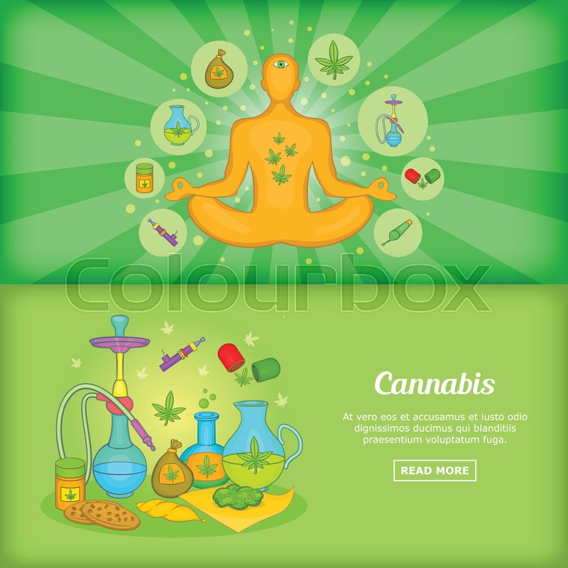 Cannabis banner set template. Cartoon ... | Stock vector | Colourbox
