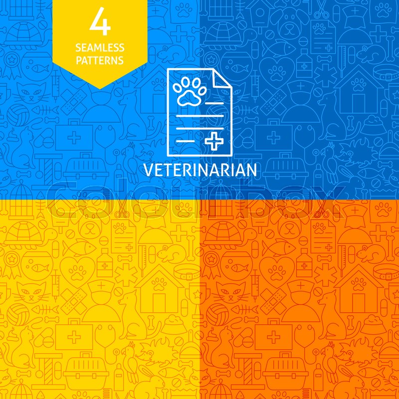 Line Veterinary Patterns. Four Vector ... | Stock vector | Colourbox