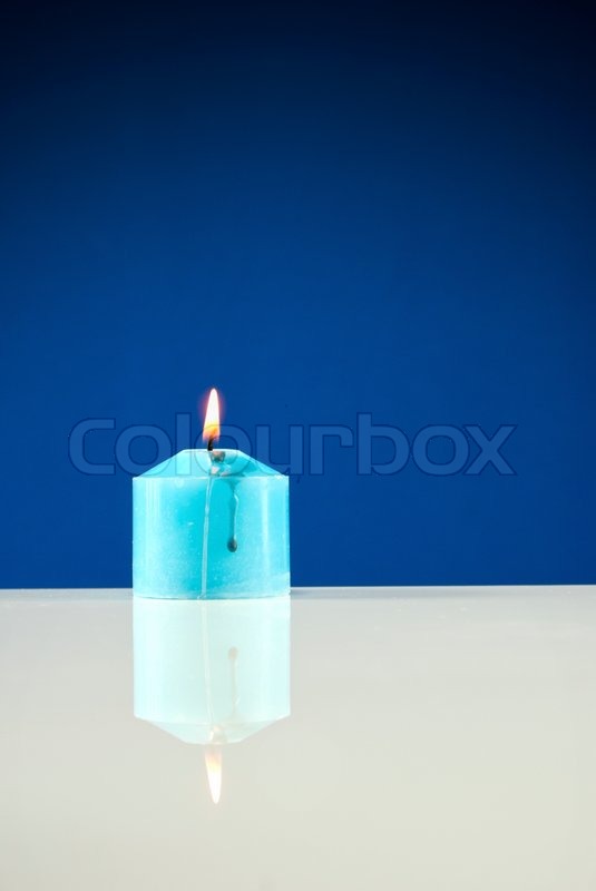 Blue Candle White Background