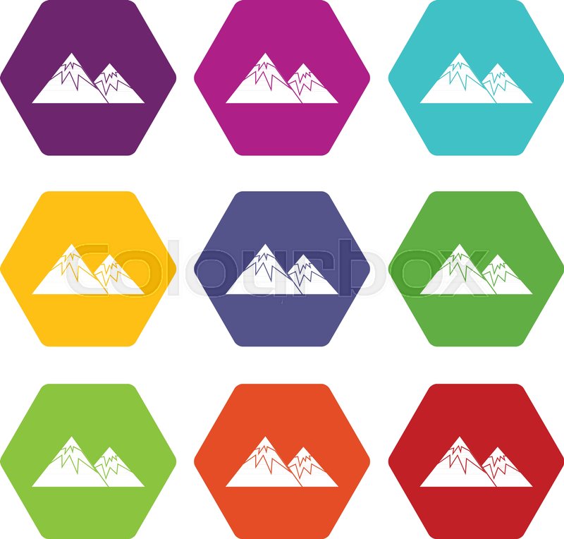 Swiss alps icon set many color ... | Stock vector | Colourbox