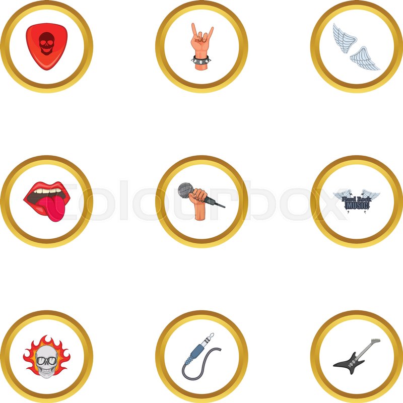 Metal icons set. Cartoon style set of ... | Stock vector | Colourbox