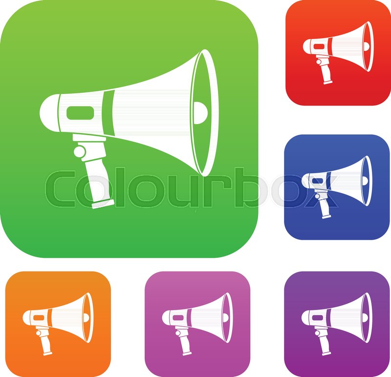 Megaphone set icon color in flat style ... | Stock vector | Colourbox