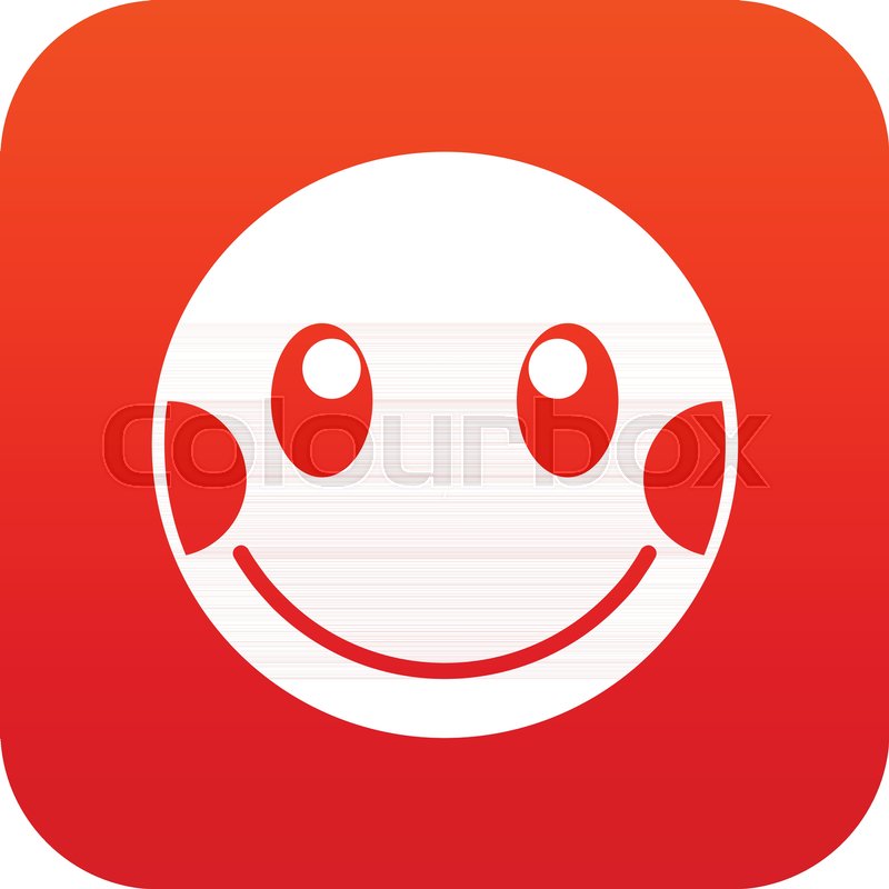 Embarrassed emoticon digital red for ... | Stock vector | Colourbox