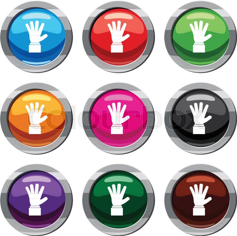 Hand showing five fingers set icon ... | Stock vector | Colourbox