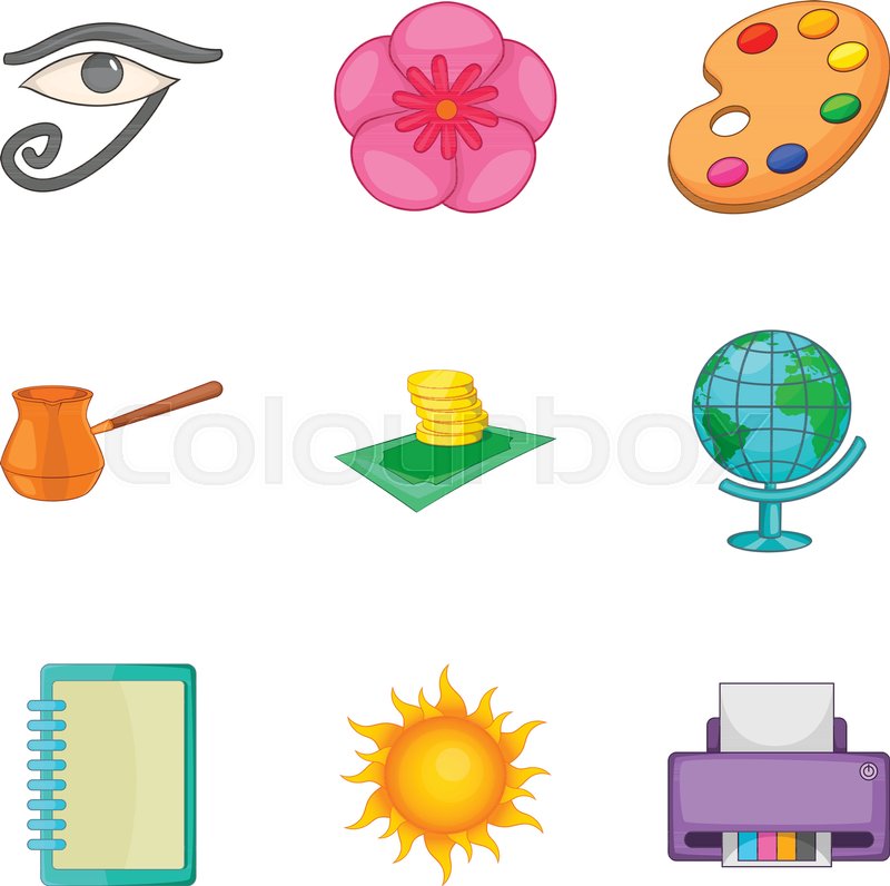 Art icons set. Cartoon set of 9 art ... | Stock vector | Colourbox