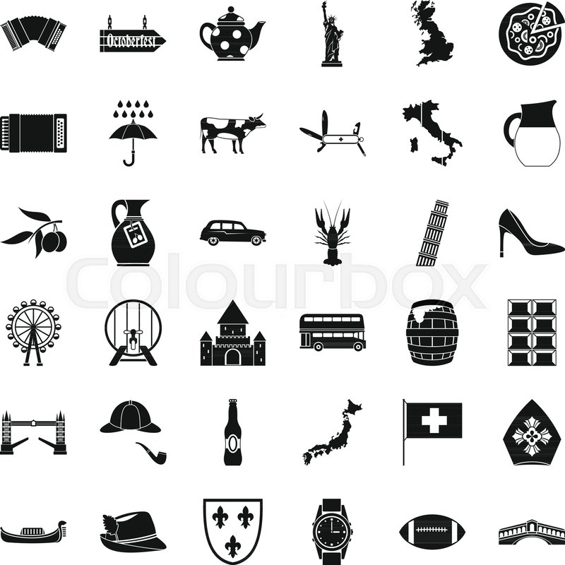 Tourist attraction icons set. Simple ... | Stock vector | Colourbox