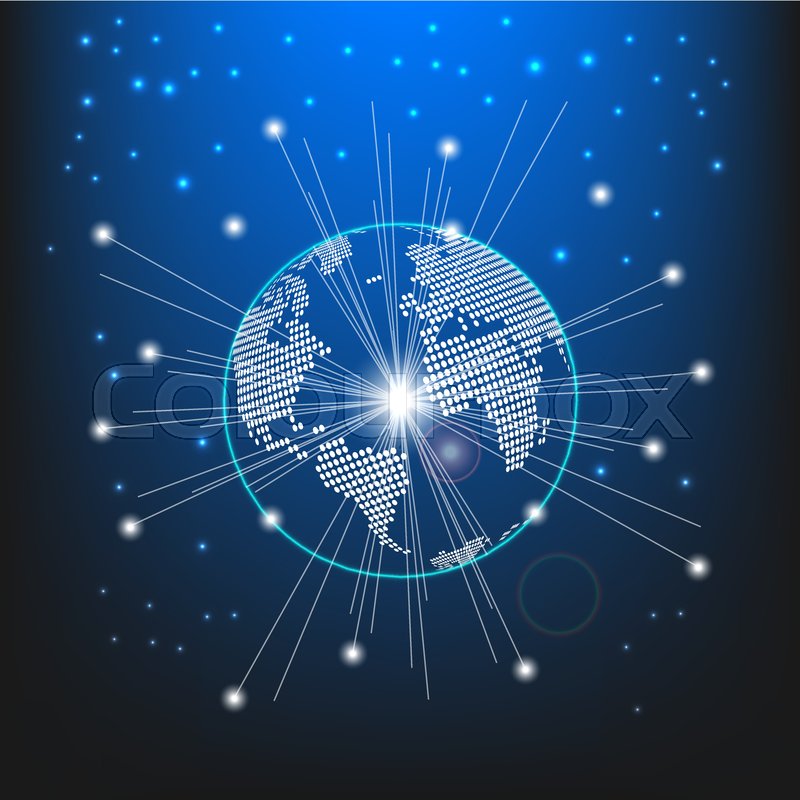 Digital global connect with dot world ... | Stock vector | Colourbox