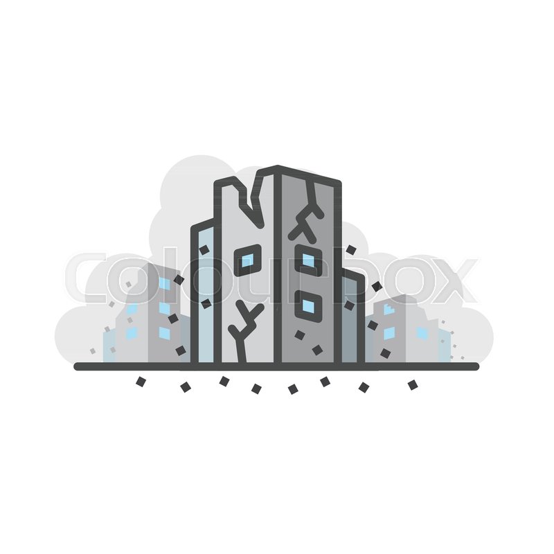Earth Quake, Collapsed building. ... | Stock vector | Colourbox
