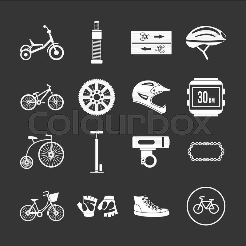 Biking icons set vector white isolated ... | Stock vector | Colourbox