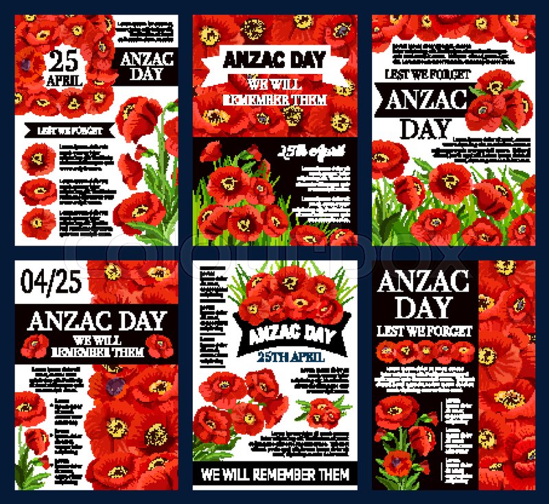 Anzac Day Australian holiday posters ... | Stock vector | Colourbox