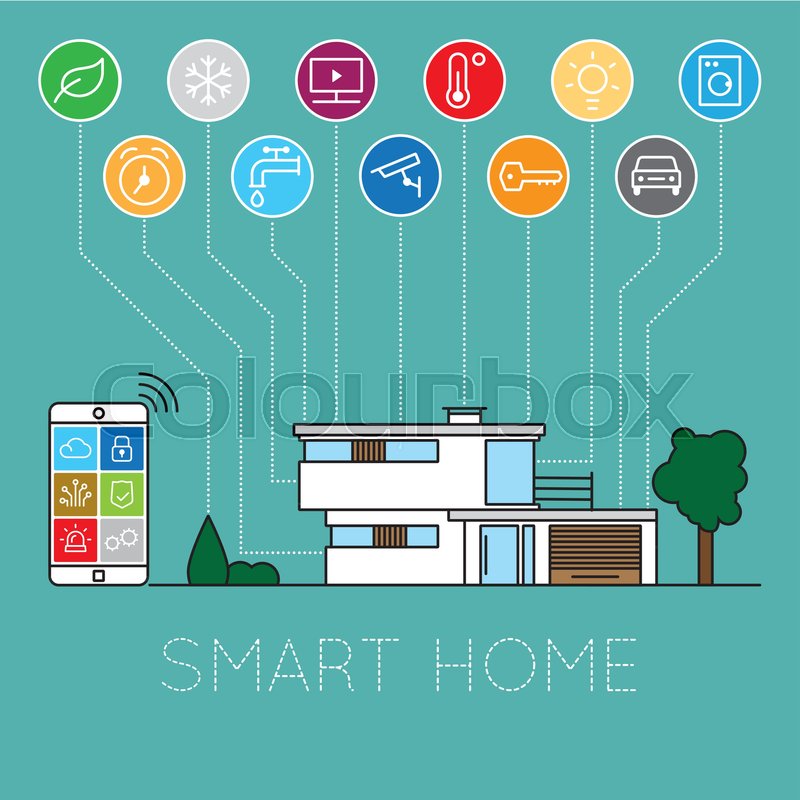 Smart Home Concept Flat Vector ... | Stock vector | Colourbox