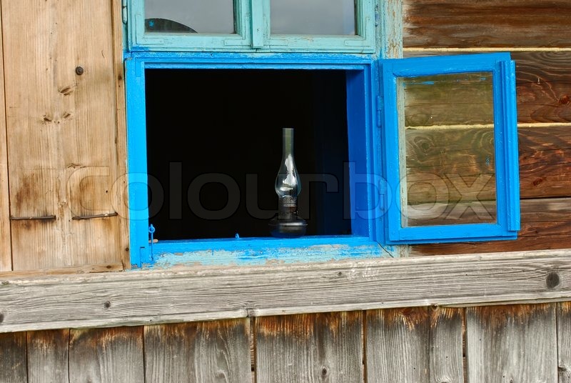 Old Window Blue Wood