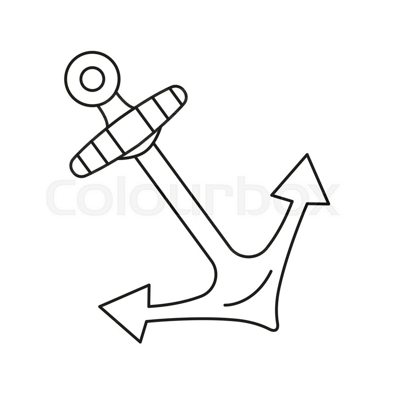 Anchor With Rope Outline