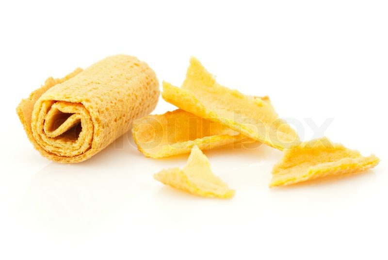 Waffle roll over white | Stock image | Colourbox