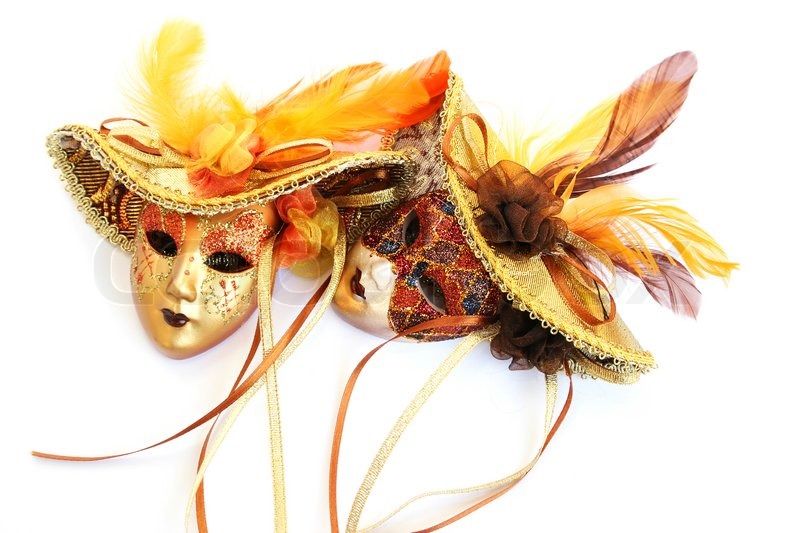 Carnival masks isolated on white ... | Stock image | Colourbox