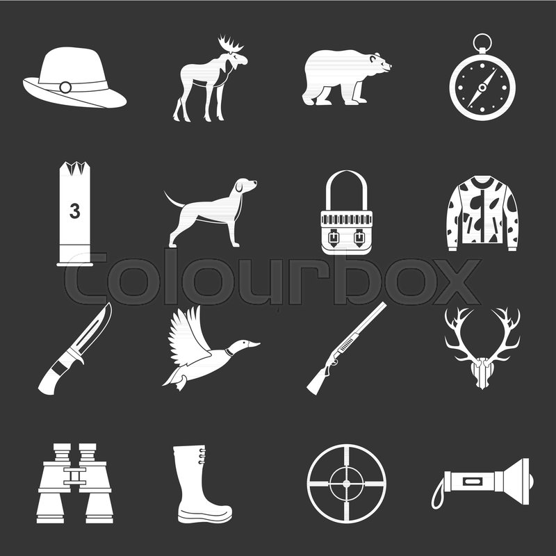 Hunting icons set vector white ... | Stock vector | Colourbox