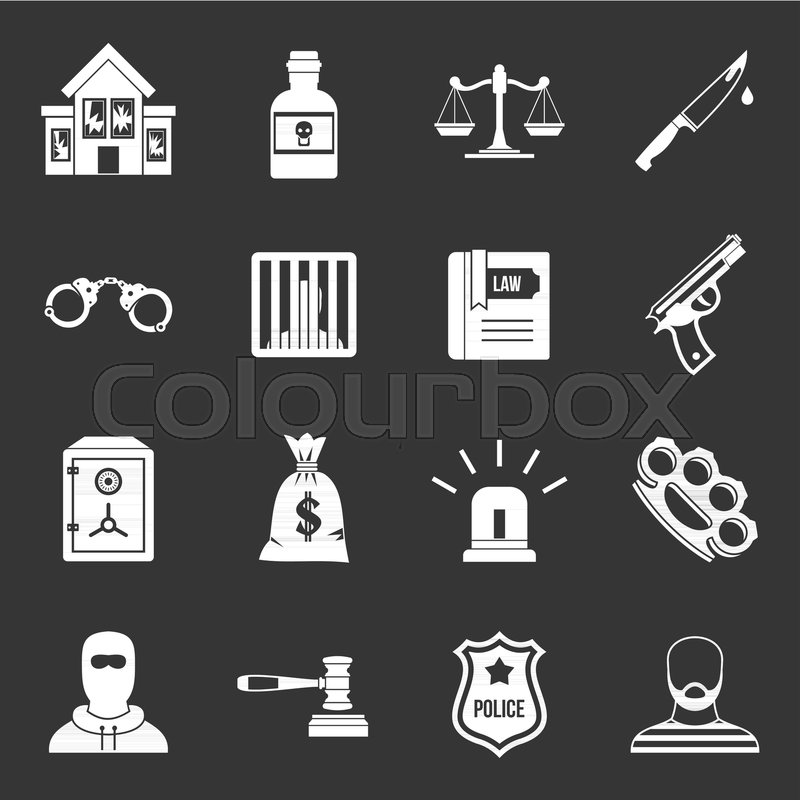 Crime and punishment icons set vector ... | Stock vector | Colourbox