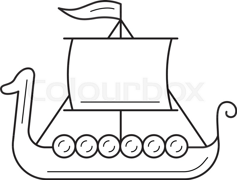 Viking Ship Line Art