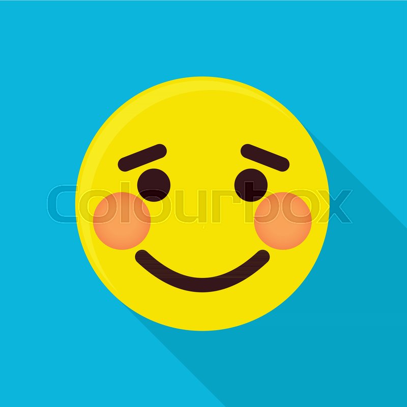 Shy emoticon icon. Flat illustration ... | Stock vector | Colourbox