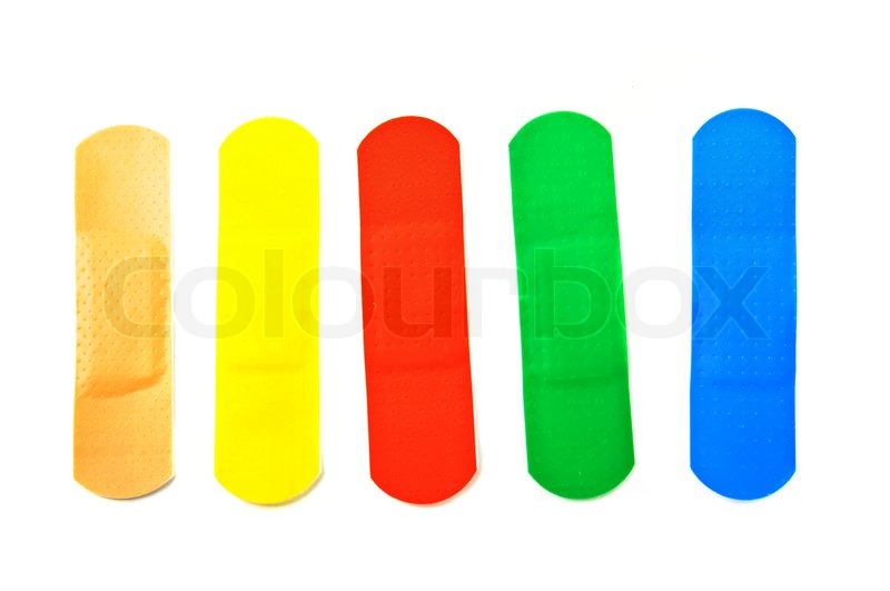 Five medical plasters in different ... | Stock image | Colourbox